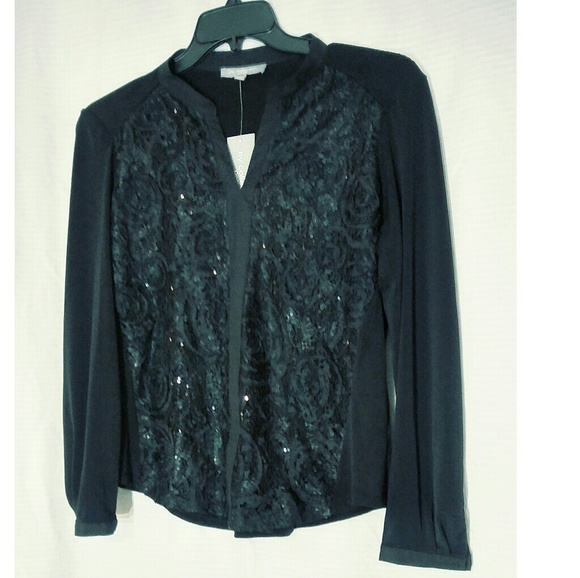 NY Collection | Tops | Nwt Ny Collections Black Lace Evening Top Size ...